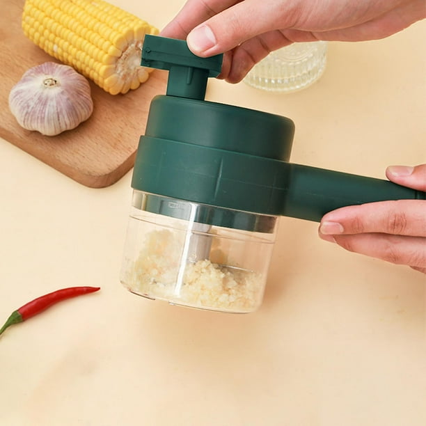 4 In 1 Handheld Electric Vegetable Cutter Set, Electric Garlic Chopper ...