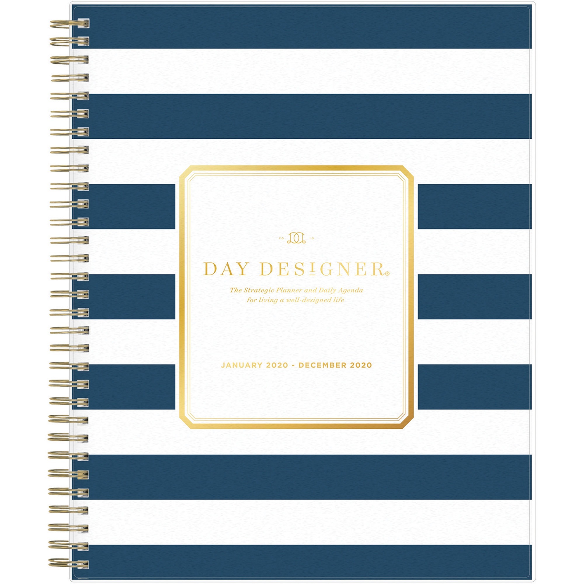 Blue Sky Day Designer Daily Monthly Planner 8 X 10 Navy Stripe 