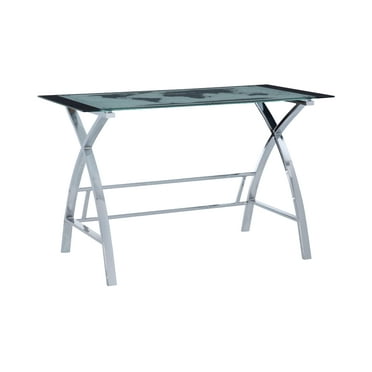 Statham Glass Top Adjustable Writing Desk Clear and Chrome - Walmart.com