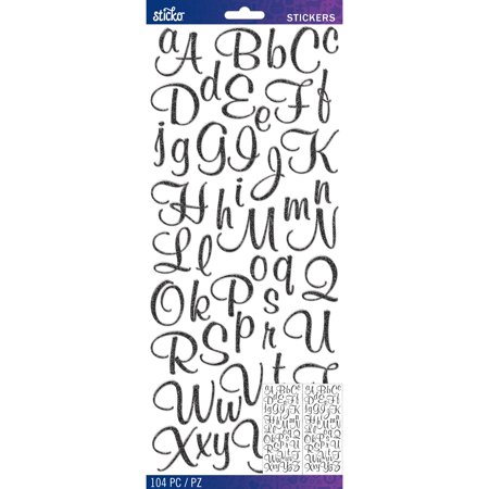 Sticko Alphabet Stickers 104/Pkg-Script - Black Glitter - Walmart.ca