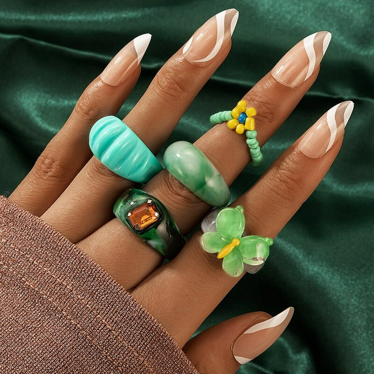 Tocona 6pcs/sets Heart Cute Ring Sets For Women Pretty