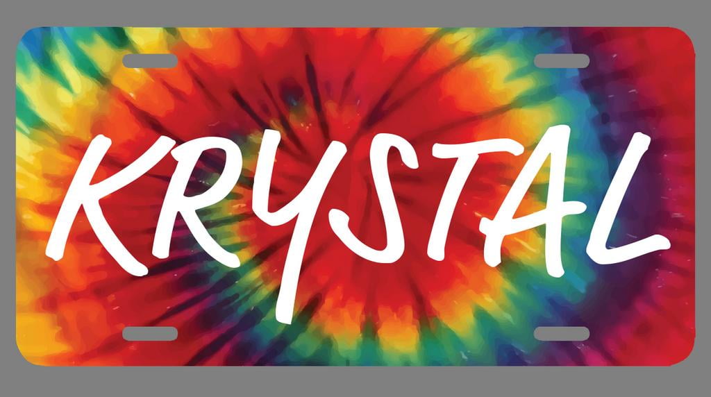Krystal Name Tie Dye Style License Plate Tag Vanity Novelty Metal | UV ...