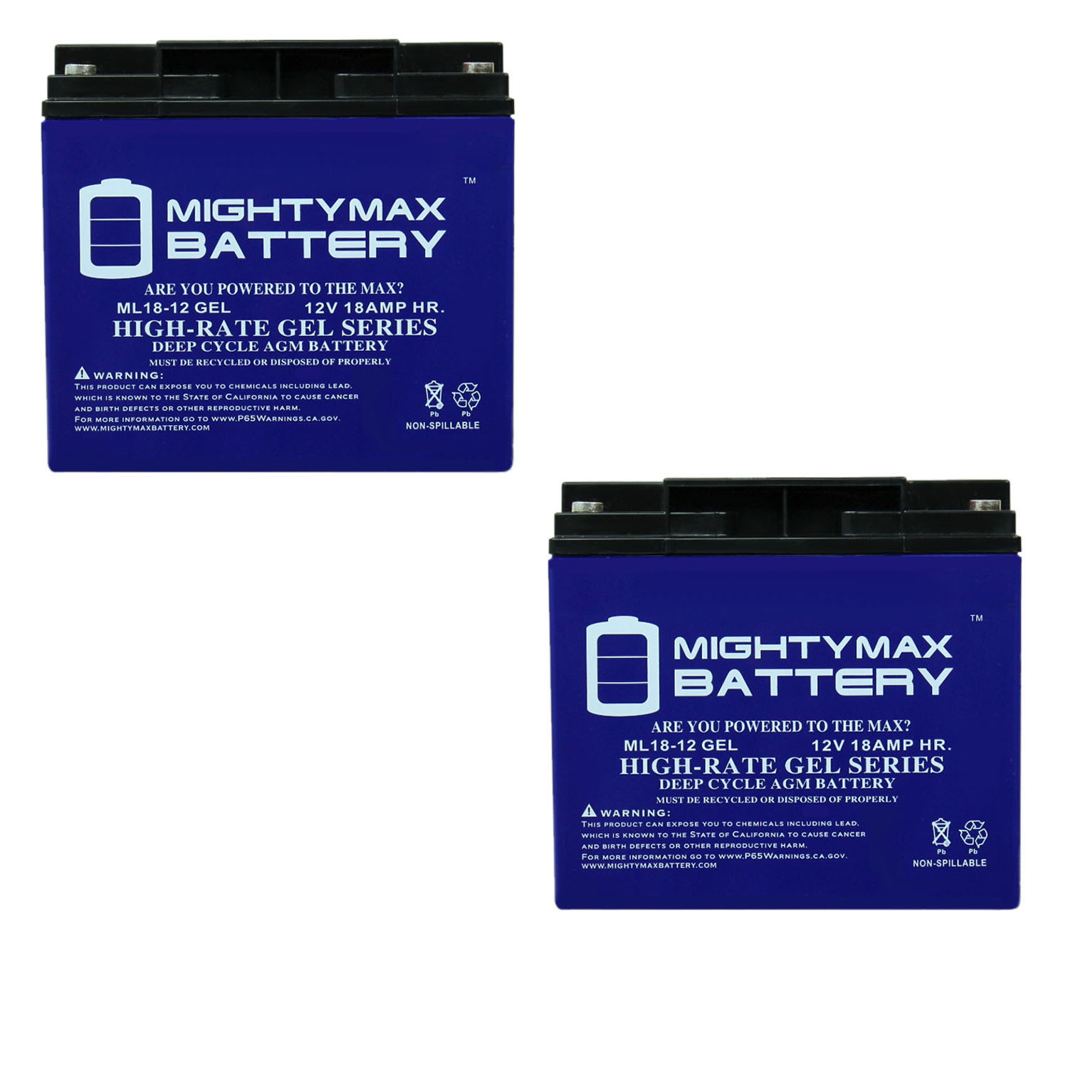 12V 18AH GEL Battery for DR Field and Brush Mower - 2 Pack - Walmart.com