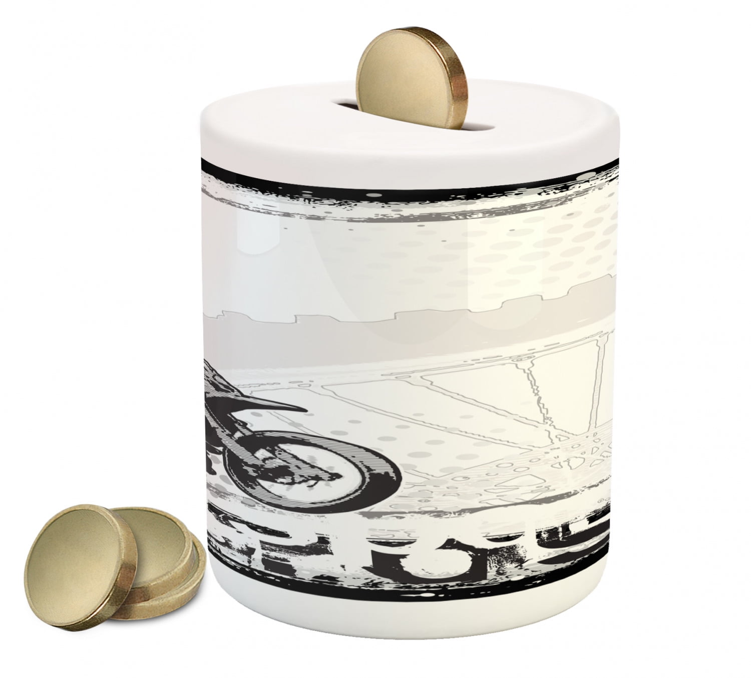 Motorcycle Piggy Bank, Motocross Racer Image Grungy Background Poster ...