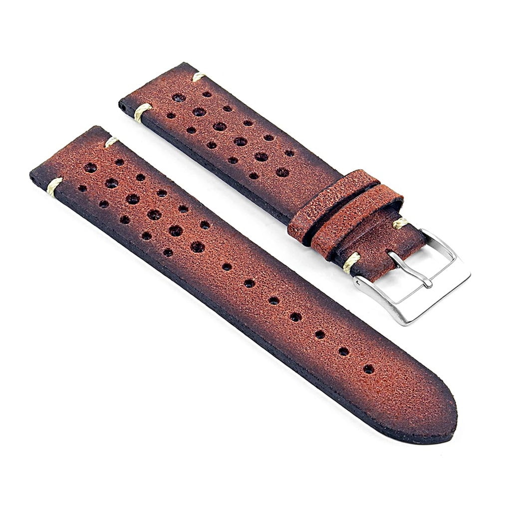 DASSARI Speedster Perforated Vintage Leather Rally Watch Strap ...