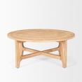 HomeRoots 596405 39 in. Natural & White Solid Wood Round Distressed ...