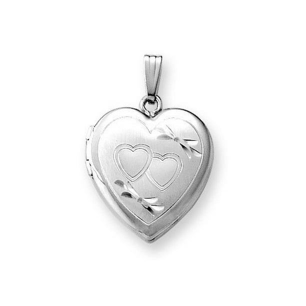 PicturesOnGold.com - 14k White Gold Heart Locket - 3/4 Inch X 3/4 Inch ...