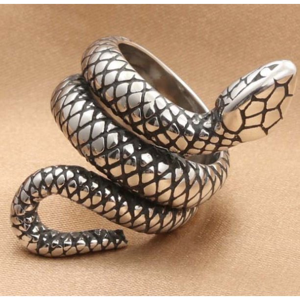 nipocaio New Titanium Steel Snake Ring Retro Tide Men Punk Large ...