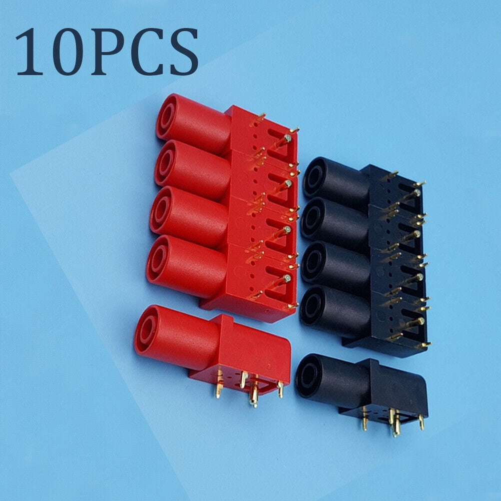 10pcs Right Angle Gold Plated 4mm Safety Banana Female Jack Pcb Socket Connector