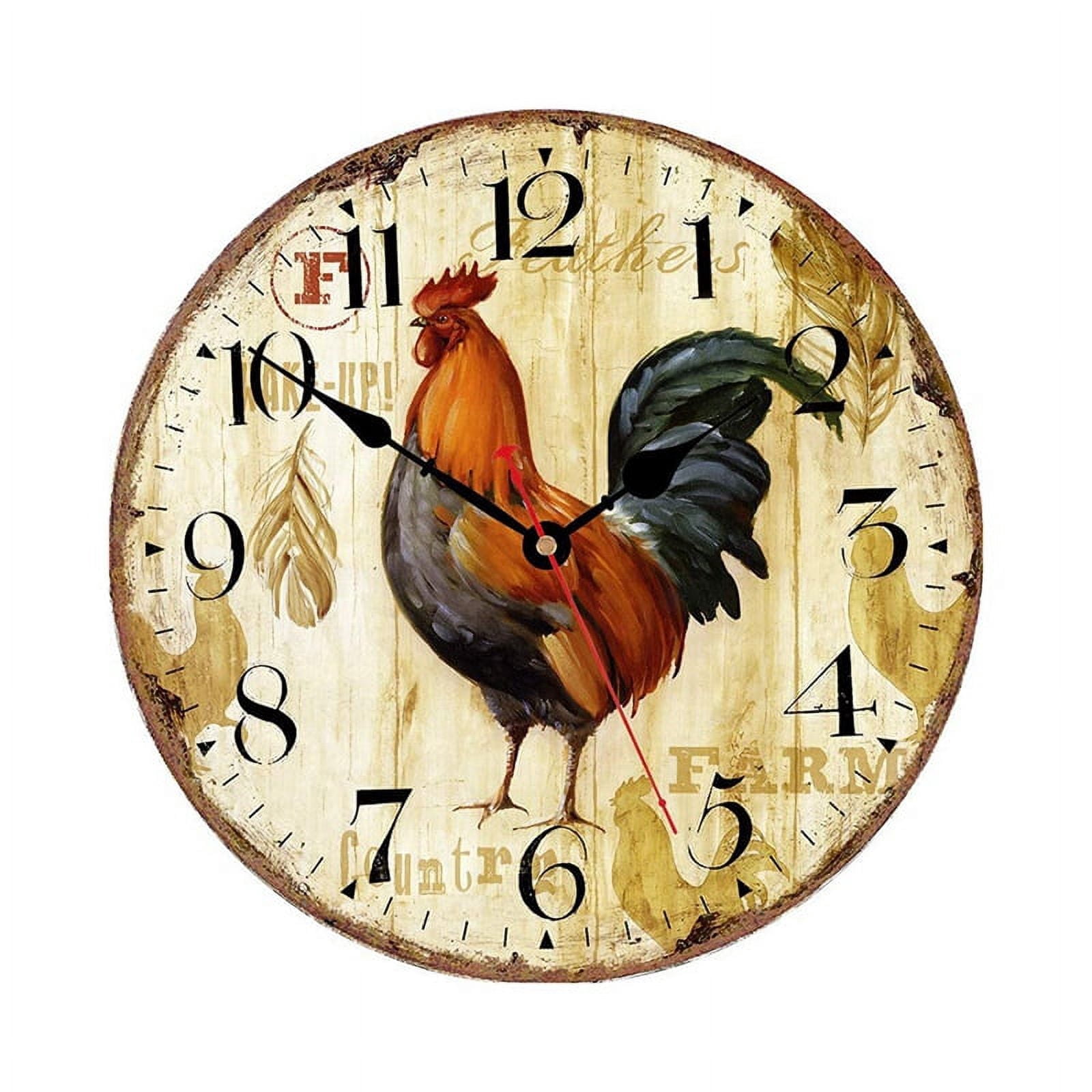 Reloj de pared de cuarzo rústico con forma de gallo para interiores de ...