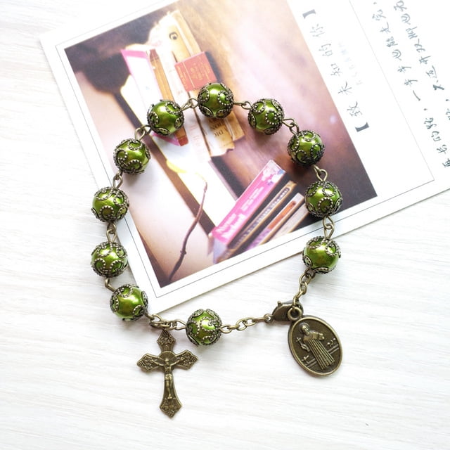 Click here for Guishuan Catholic Jewelry Black Glass Beads Cross... prices