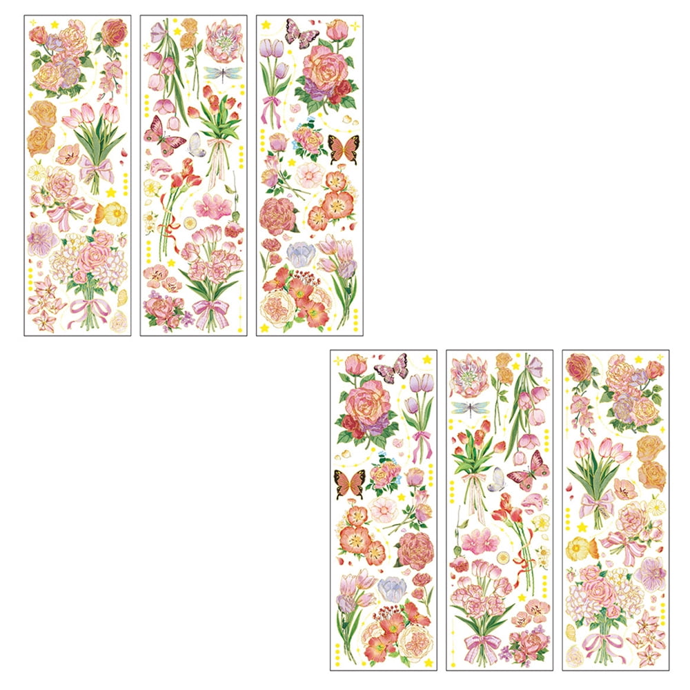 2pack 6pcs Vintage Floral Scrapbook Stickers Flowers Waterproof ...