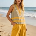 akafmk Summer Womens 2 Piece Set Beach Outfits Colorblock V Neck ...