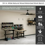 Hanover 24-In. Wide Natural Wood Motorized Work Bench with Adjustable ...