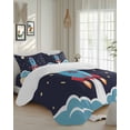 4 Piece Duvet Cover Set Full, Space Rocket Moon Star Soft Breathable ...
