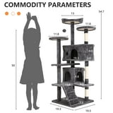 NiamVelo Large 54-in Kitten Climbing Double Condo Cat Tree Tower with ...