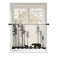 Abstract Sheer Curtains 45 Inch Long 1 Panel Forest Walking Bear Family ...