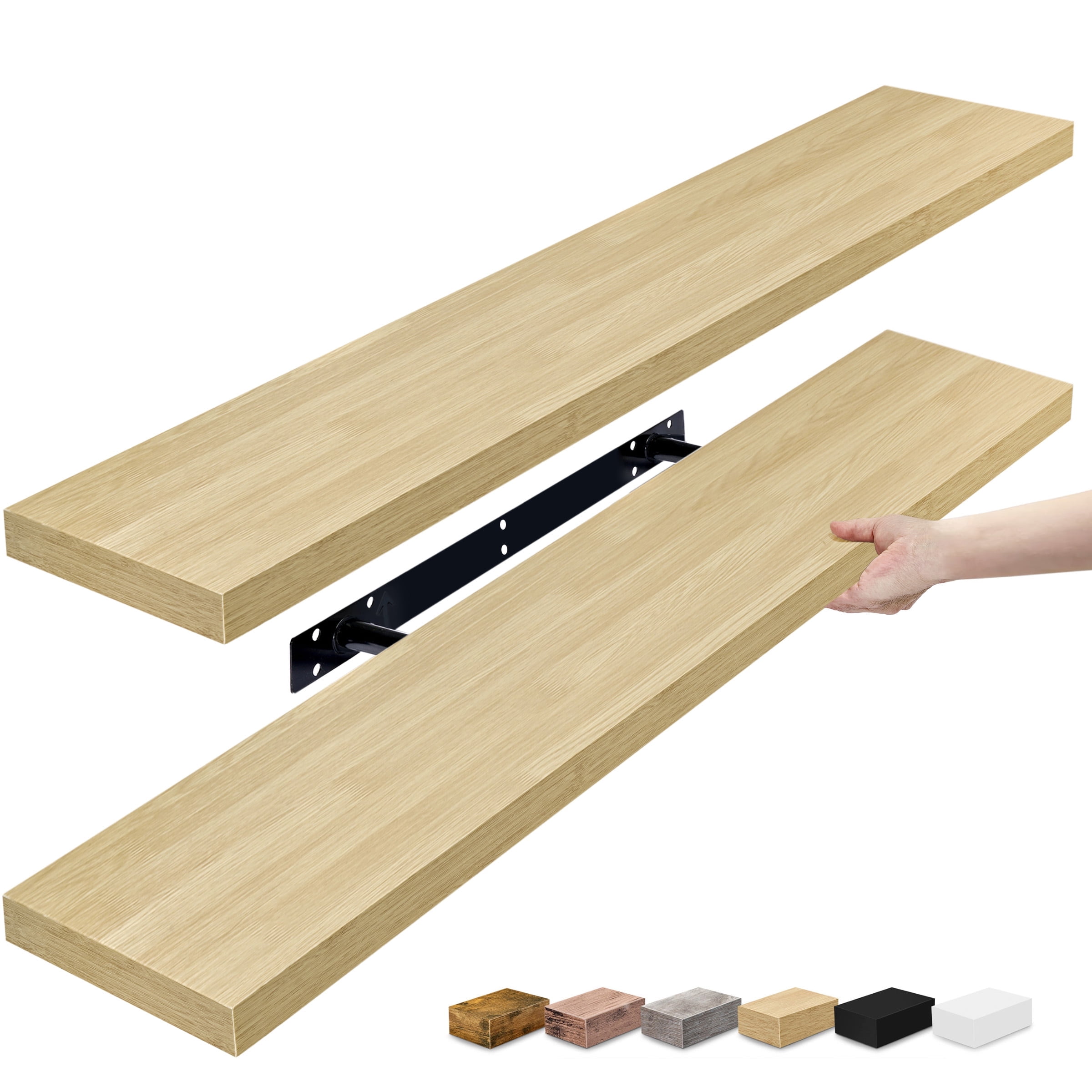 Sorbus Extra Long Floating Rectangle Shelves – 35" L x 9" D x 1.5" H Faux Wood Wall Shelves ...