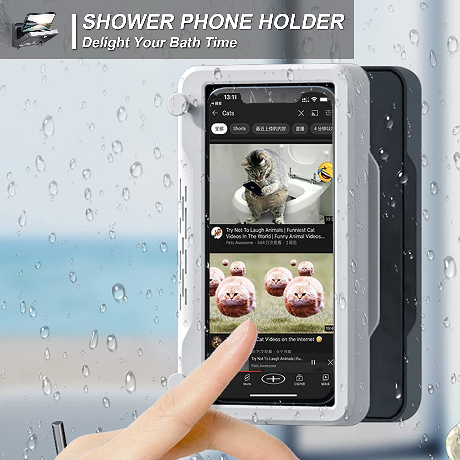 Buy Waterproof Wall Mount Shower Phone Holder Case, Rotatable ...