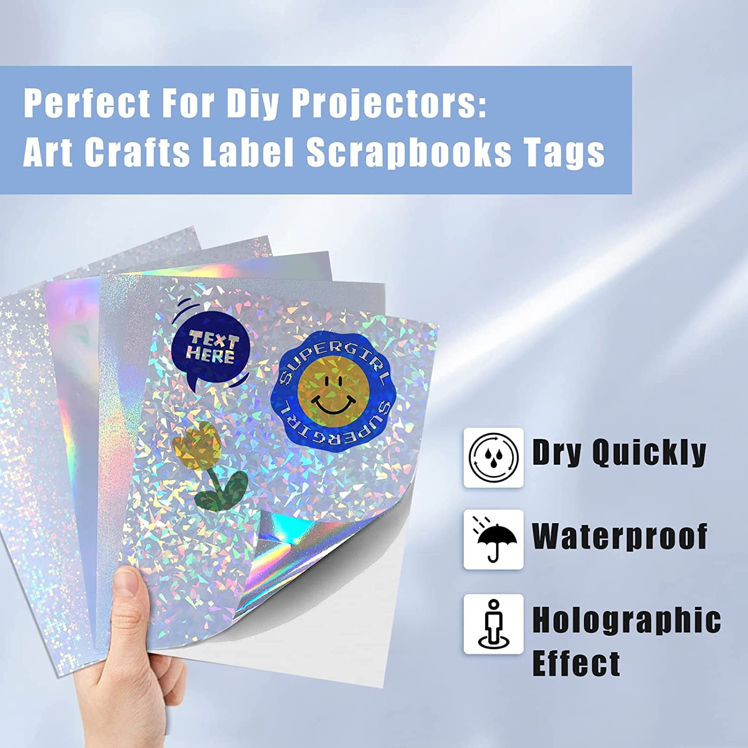 Uinkit Holographic Sticker Paper for Inkjet and laser printer 60Sheets ...