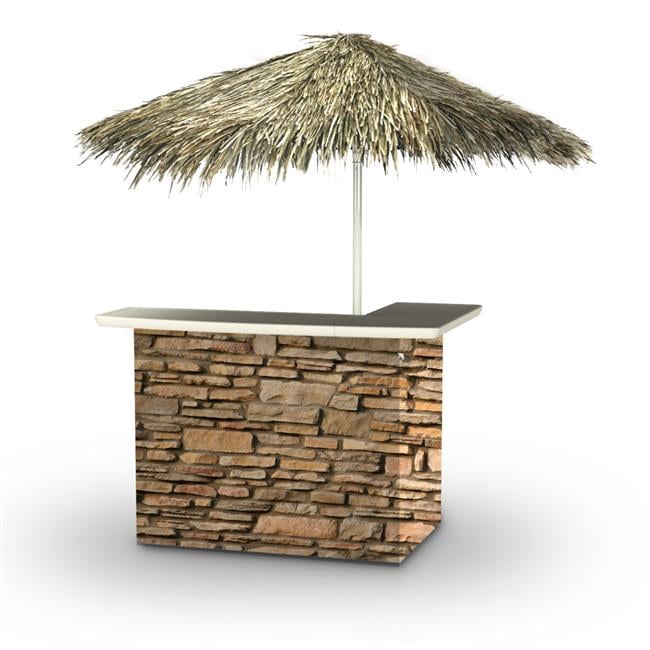 Best of Times 2001W2406P Rock Wall Palapa Portable Bar & 6 ft. Square ...