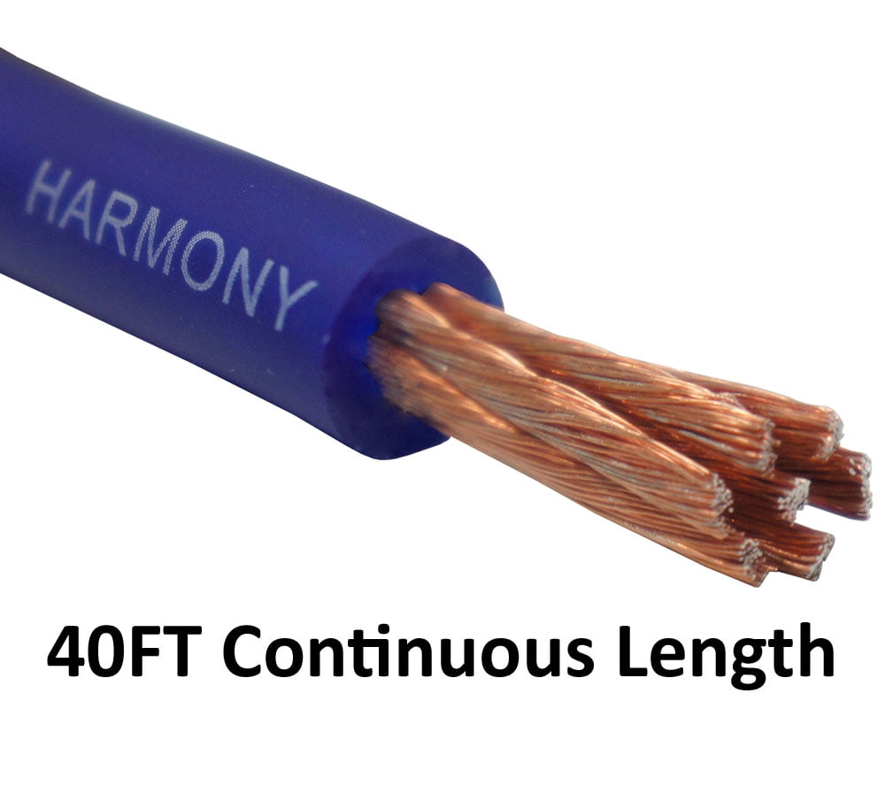 Harmony Audio 4 Gauge 4GA Car Stereo Matte Blue Power Cable Amp Wire ...