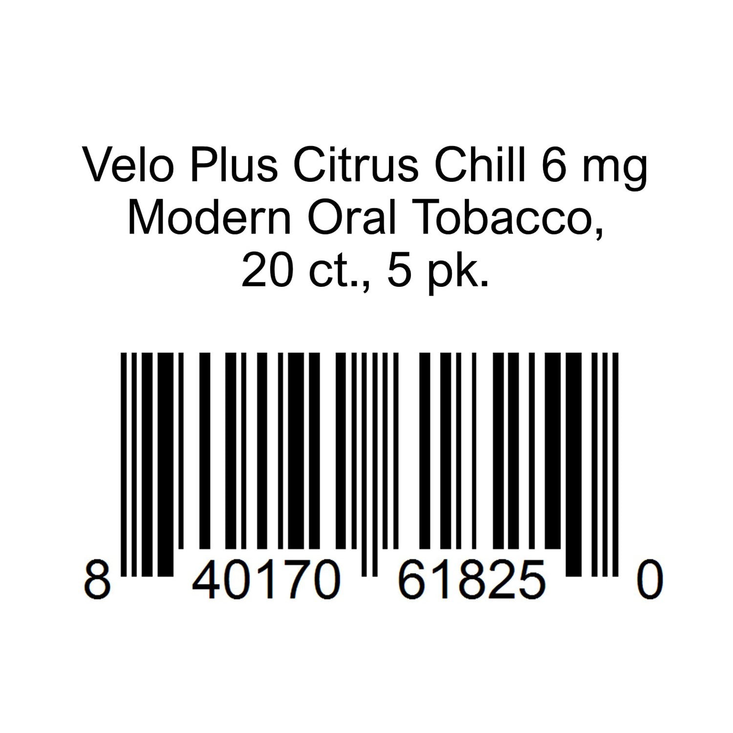 Velo Plus Citrus Chill 6 mg Modern Oral Tobacco, 20 ct., 5 pk ...