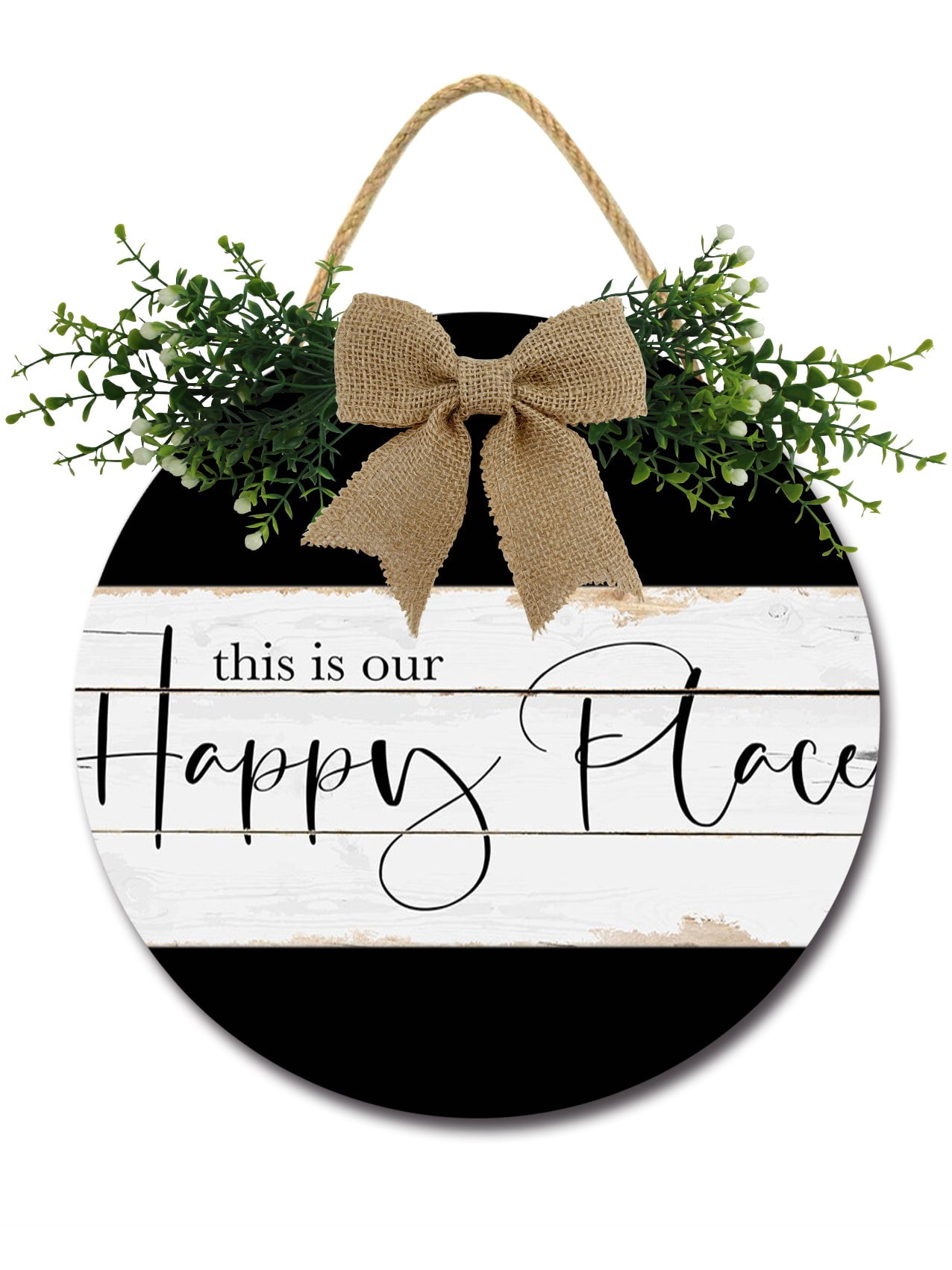 Eveokoki This Is Our Happy Place Front Door Sign Funny Wreaths Hanging ...