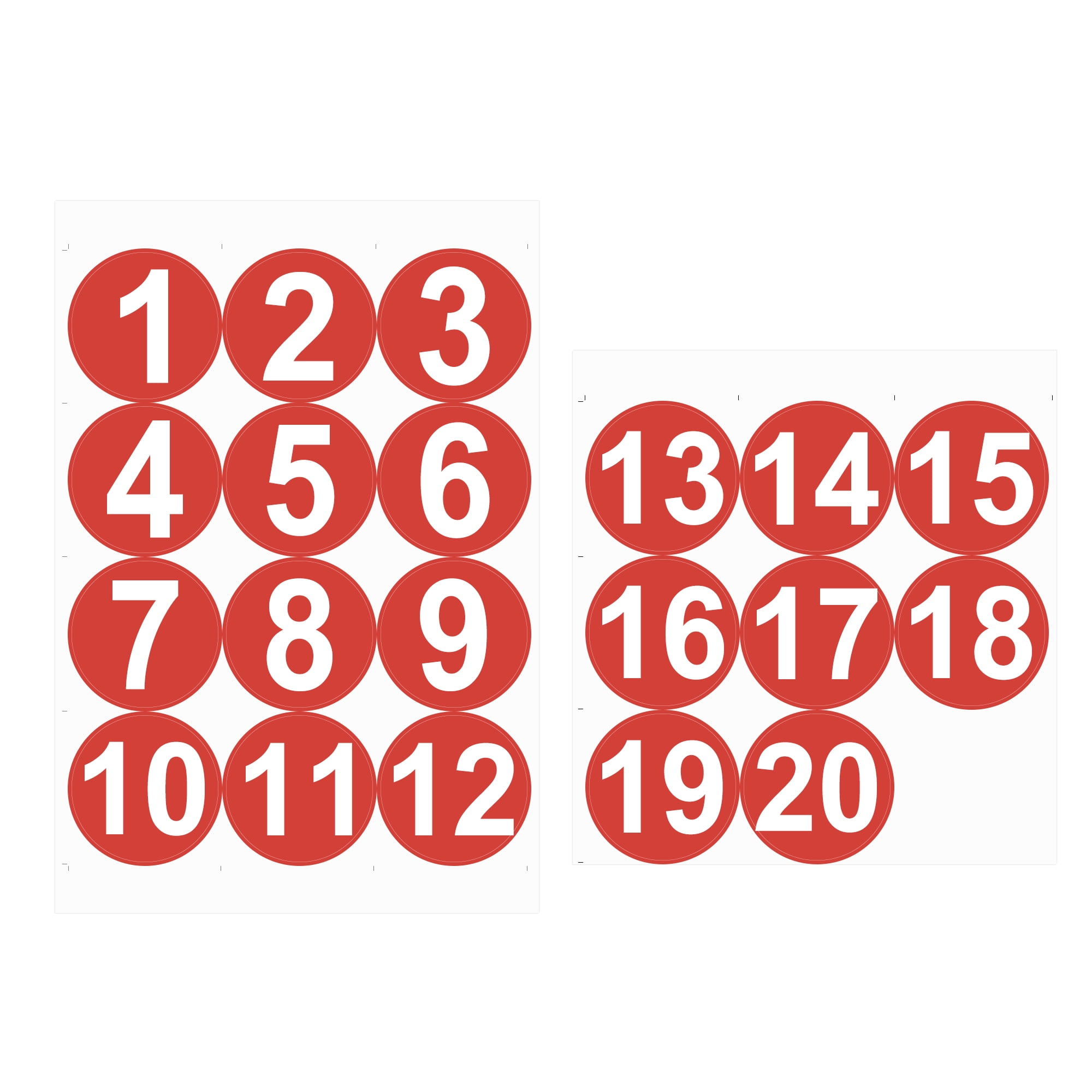 Uxcell 100mm Dia PVC Round Number Stickers Number 1-20 Red - Walmart.com