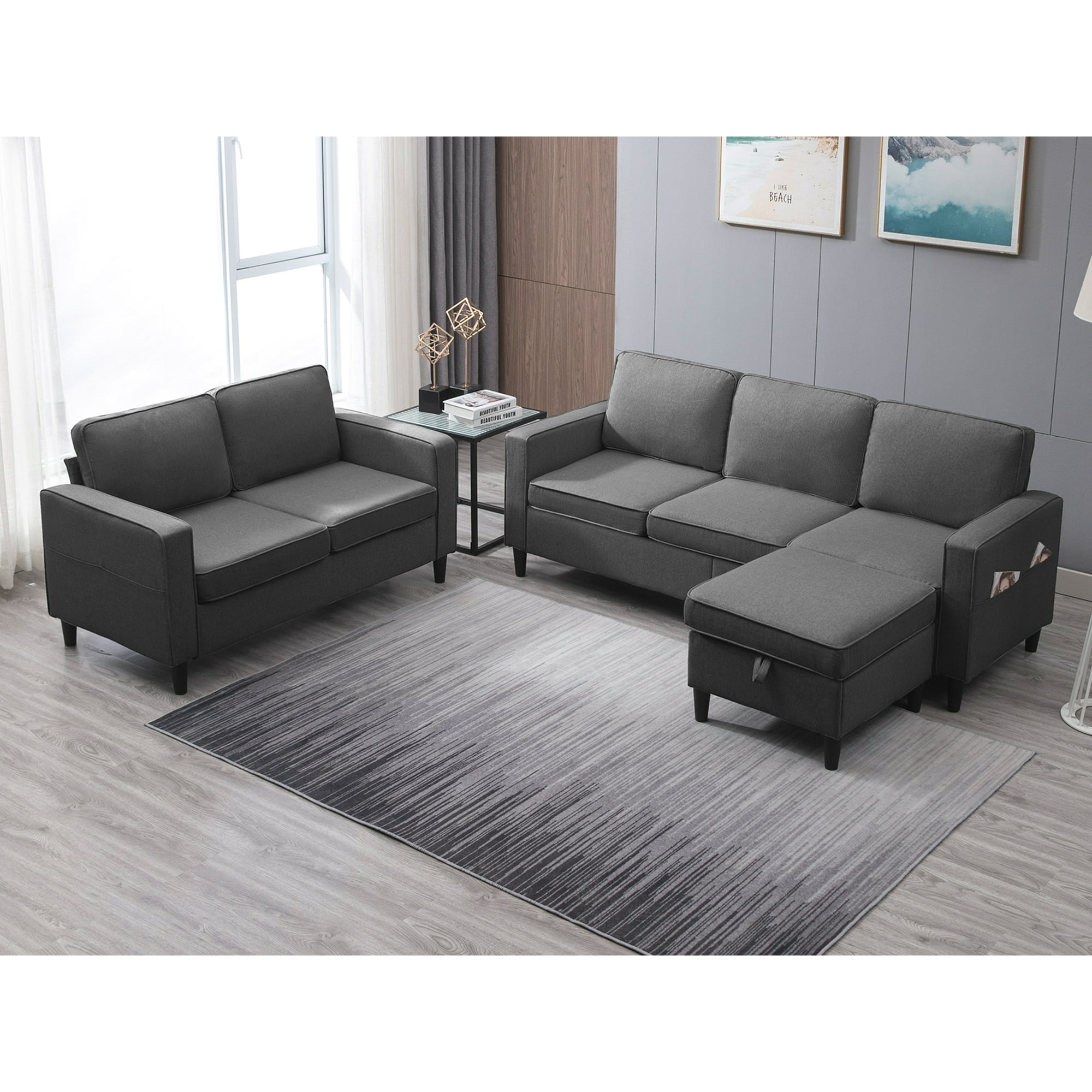 Click here for Balus 2 Pieces Couch Set  L Shaped Sofa With Stora... prices
