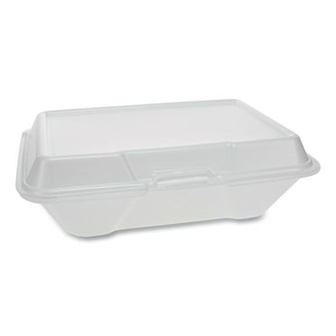 Dart Foam Hinged Lid Container, Performer Perforated Lid, 3-Compartment, 9 x 9.4 x 3, White, 100 ...