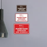 Classic Framed Please Clean Surfaces and Utensils Sign (Blue) - Small ...