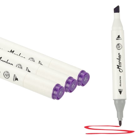Dual Tip Markers, 6 Pcs Dual Tip Alcohol Markers Set White Barrel with ...