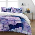 4 Piece Duvet Cover Set Queen, Watercolor Purple Embroidery Balls Soft ...
