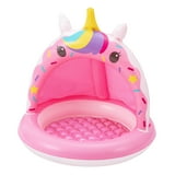 Bluescape Pink Unicorn Shade Inflatable Baby Splash Pool with Canopy ...