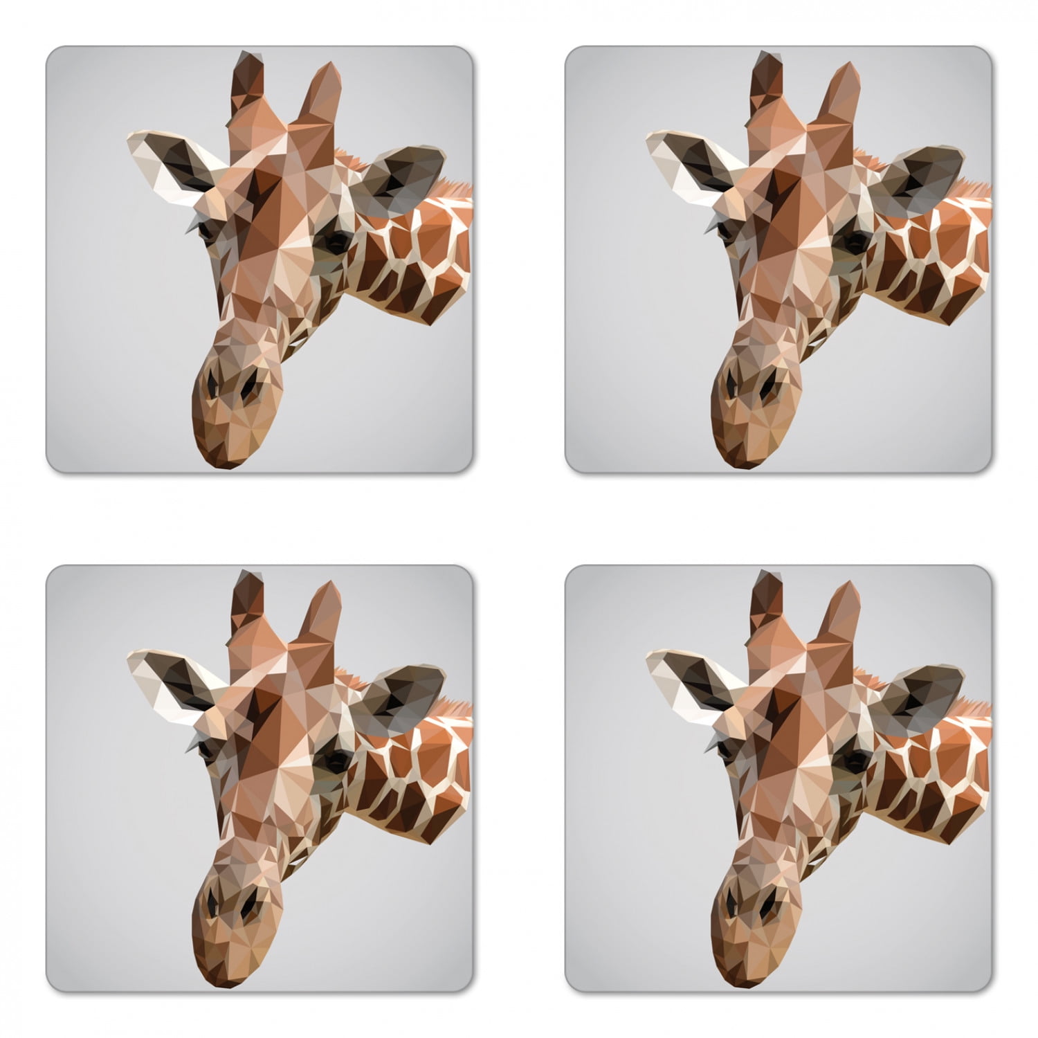 Animal Coaster Set of 4, Safari Wildlife Creature Digital Giraffe ...