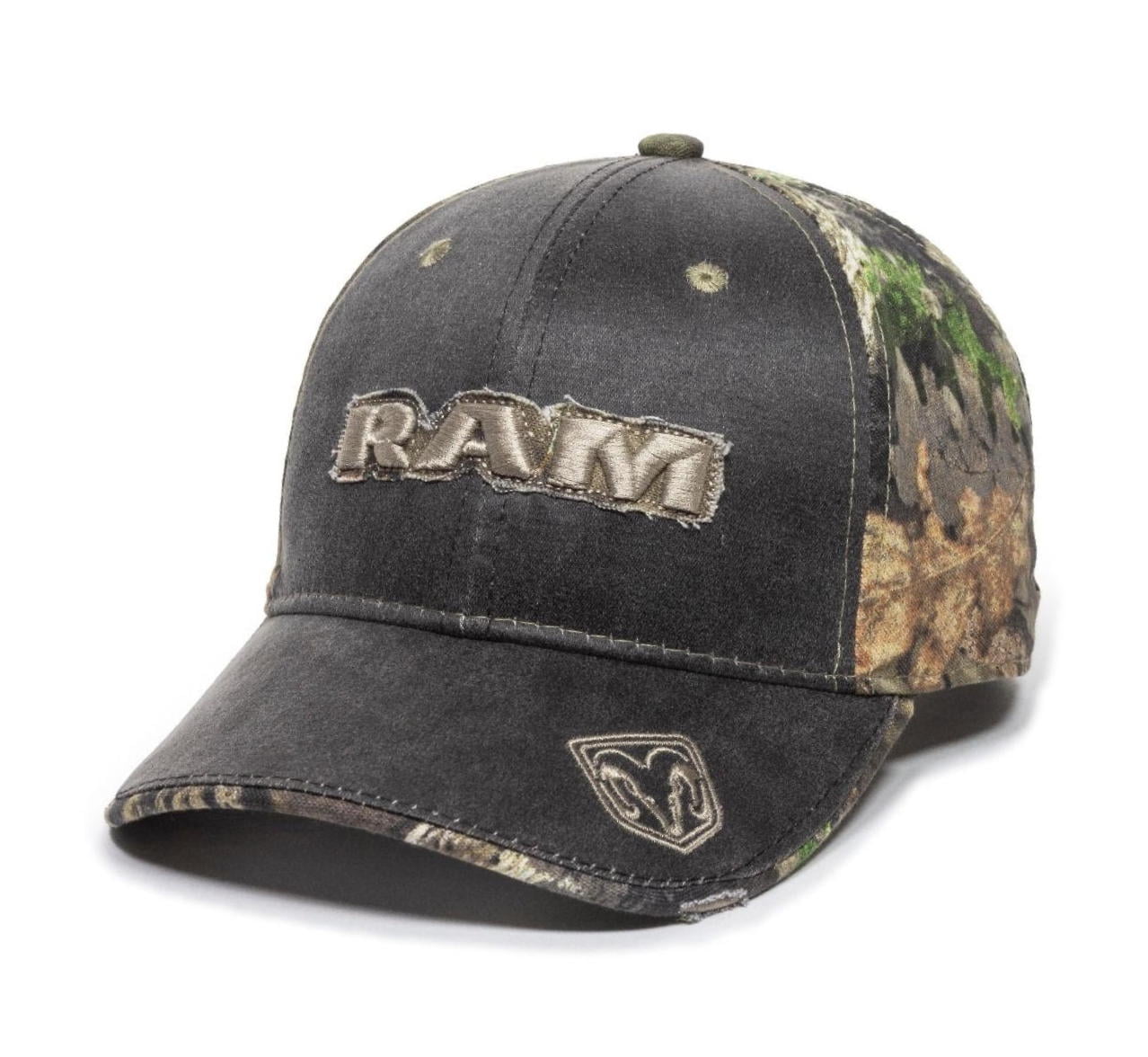 Hat - RAM Camouflage MOSSY OAK Weathered Ball Cap 3-D Embroidered ...