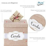 Merry Expressions Burlap Card Box - White/Gold-Foil Satin Ribbon ...
