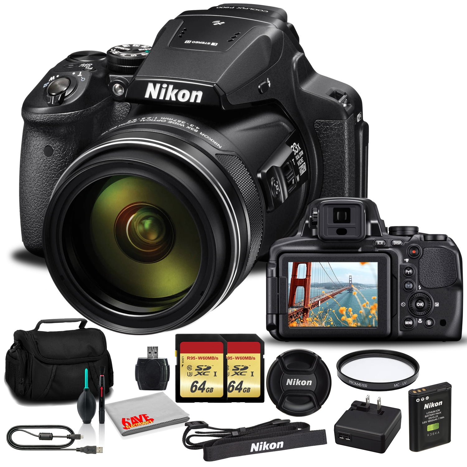 Nikon COOLPIX P900 Camera - Kit with 2x 64GB Memory Card + More ...