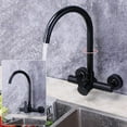 Wall Mounted Kitchen Faucet Black Sink Faucet Stainless Steel Hot Water ...