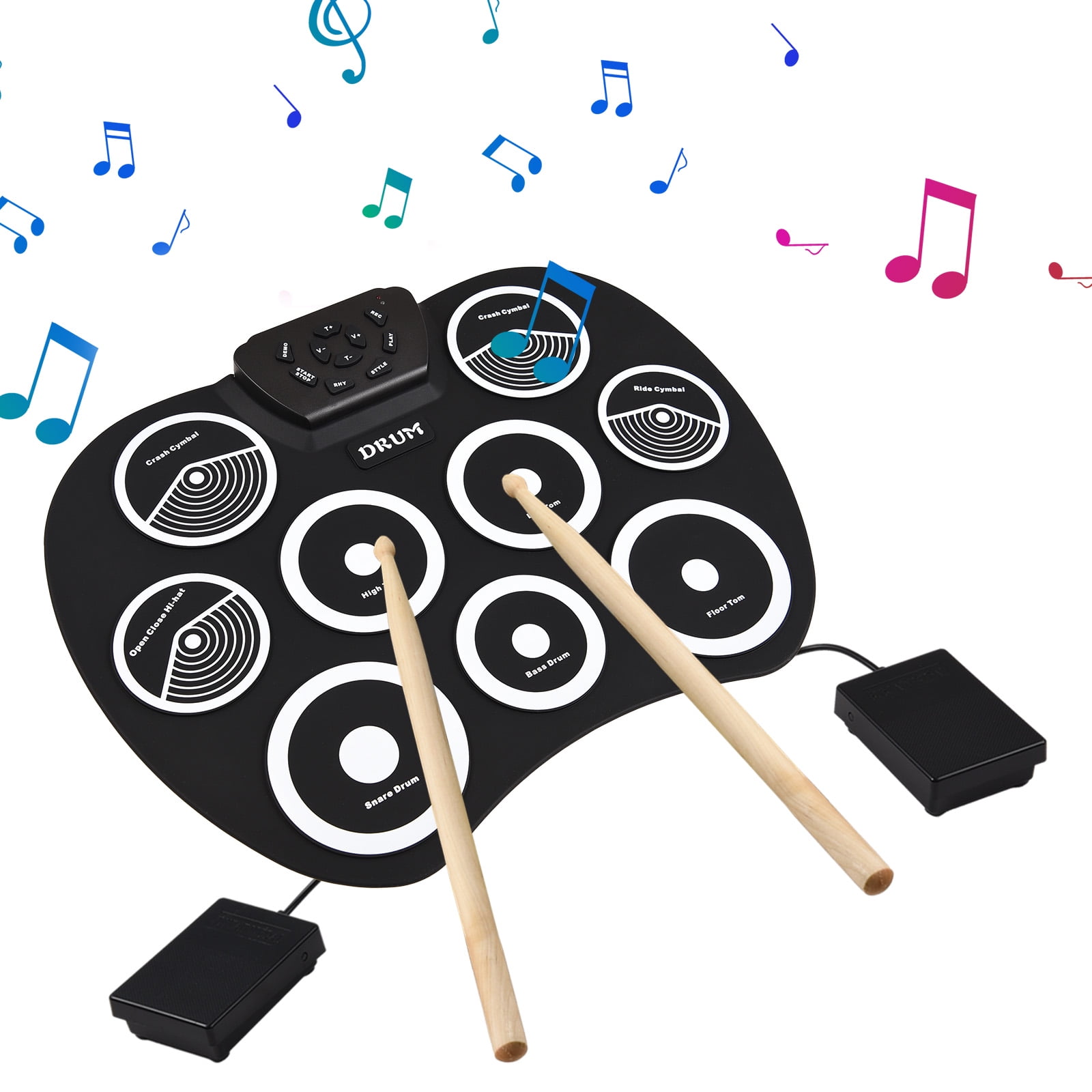Instrumento de percusión Abanopi Batería Electrónica Hand Roll Drum Set ...
