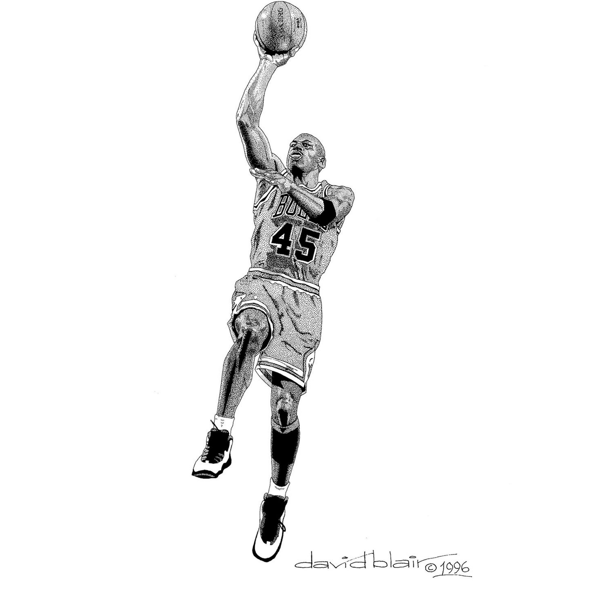 Michael Jordan Drawing Dunking