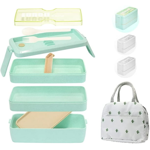 Bestjing Bento Box Lunch box, Stackable 3-in-1 Compartment, BPA Free ...