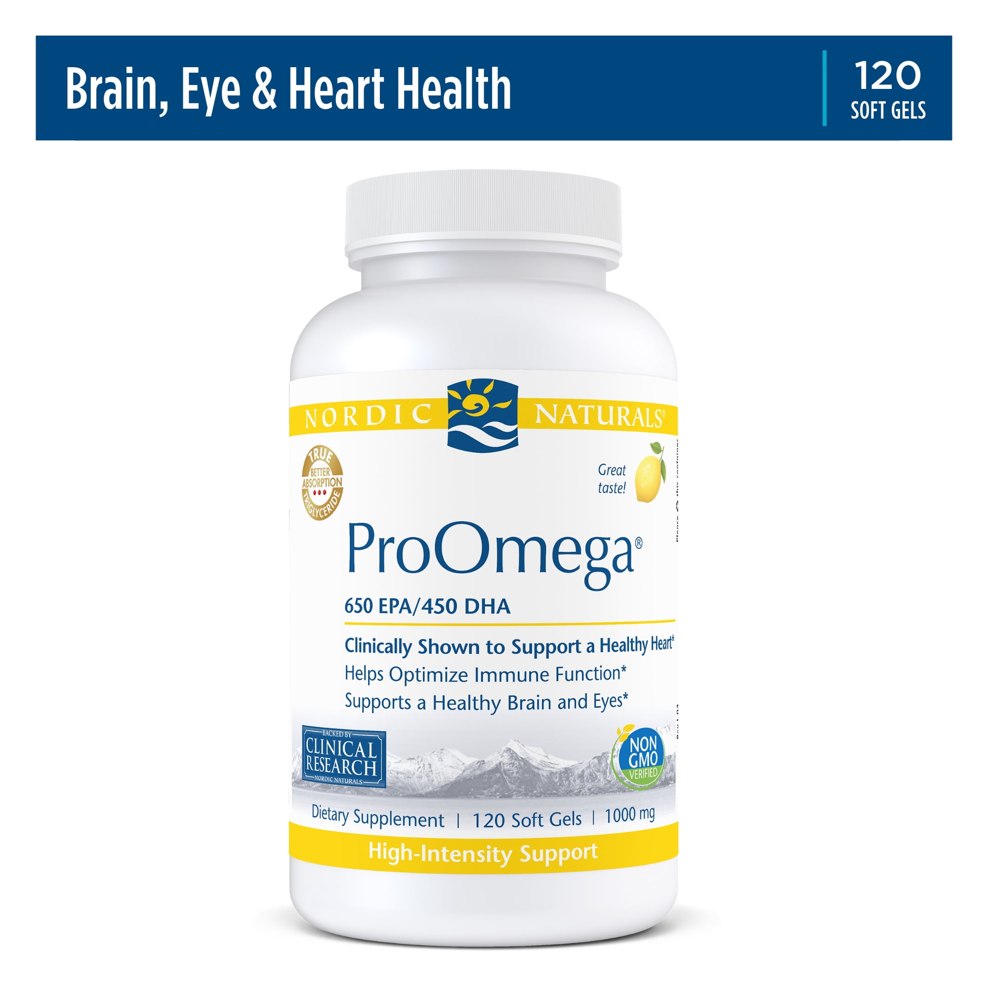 Nordic Naturals ProOmega Softgels, Lemon, 1280 mg, Fish Oil, 120 Ct ...