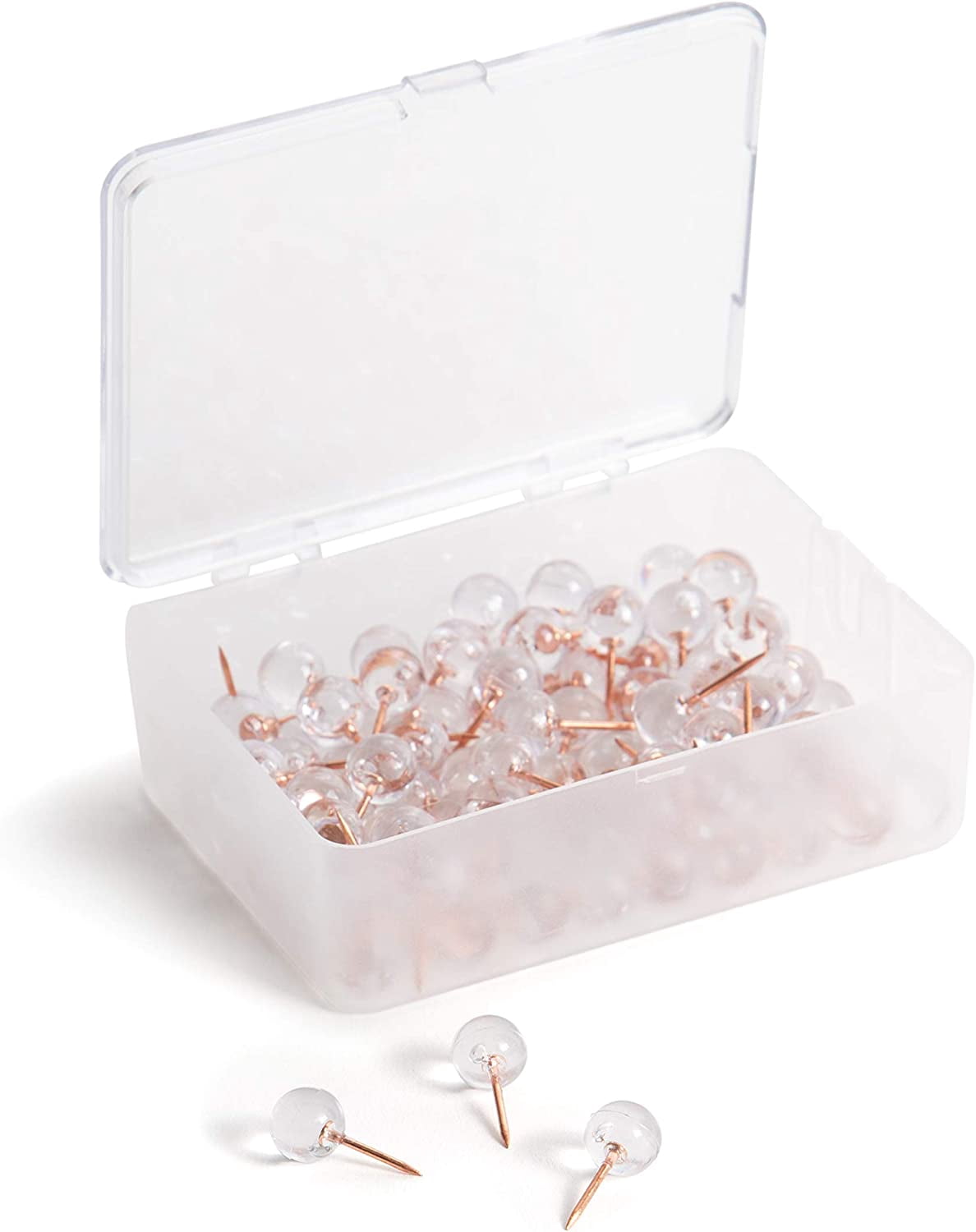 Push Pins, Clear Pastic Head, Gold Steel Point, 100-Count (3087U06-24 ...