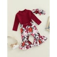 Bagilaanoe 3pcs Newborn Baby Girl Long Pants Set Long Sleeve Ribbed ...