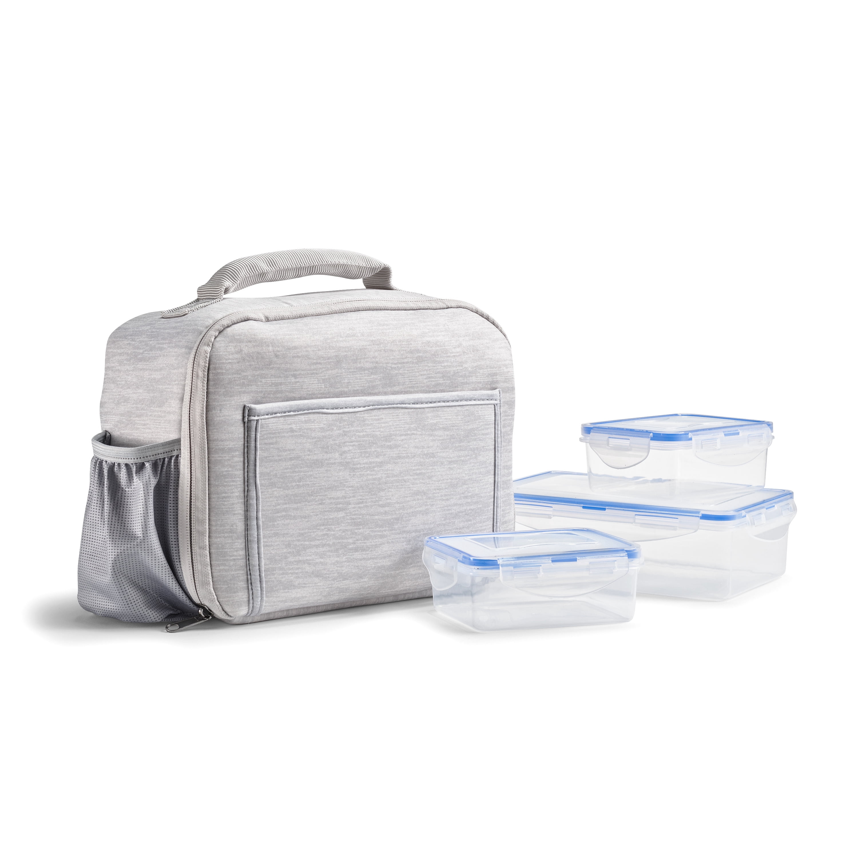 Acorn St. Machine-Washable Insulated Grey Lunch Bag with 3 Food ...