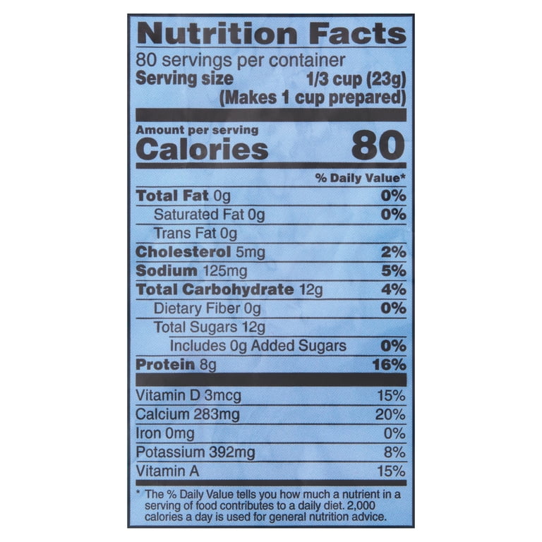 Milk Nutrition Facts Label