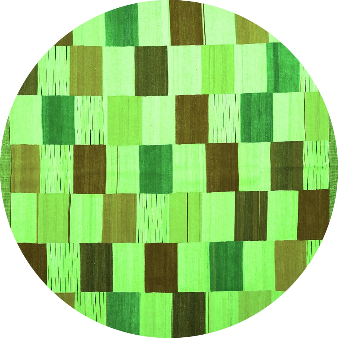 Ahgly Company Indoor Round Checkered Green Modern Area Rugs, 7' Round ...
