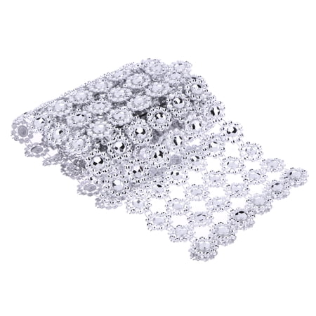 TB&W 1 Yard 6 Roll Silver Rhinestone Wedding Diamond Mesh decoration ...